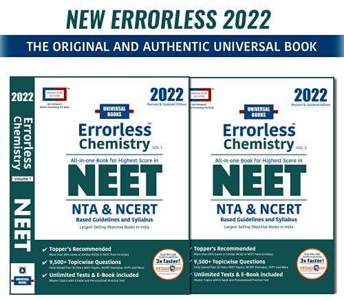 Buy Errorless Chemistry NEET 2022 - (Set of 2 Vol.) - NTA & NCERT Based ...