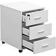 Homullel Office Drawers, Under Desk Pedestal Lockable 3-Drawers Office ...