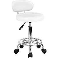 KKTONER PU Leather Modern Rolling Stool with Low Back Height Adjustable ...