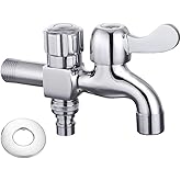 HASTHIP® 2 in 1 Brass Dual Tap for Washing Machine, Two Way Tap for Washing Machine, Washing ...