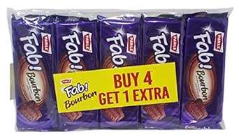 Parle Fab Bourbon Sandwich Biscuits - Chocolate Flavoured, 5 Pieces ...