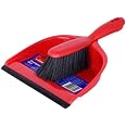 Vileda Dustpan And Brush Standard Set, Grooved Edge, Rubber Lip, Red ...