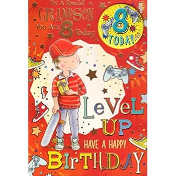 Happy 8th Birthday Grandson Card: Amazon.co.uk: Kitchen & Home