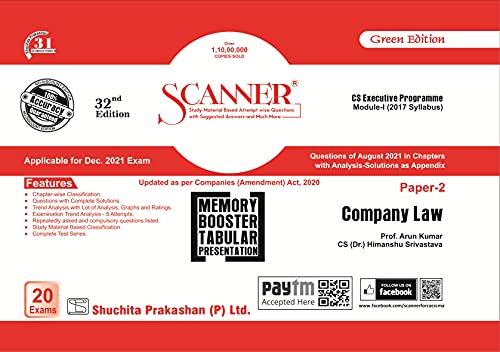 Amazon.in: Buy Scanner CS Executive Programme Module-I Paper-2 Company ...