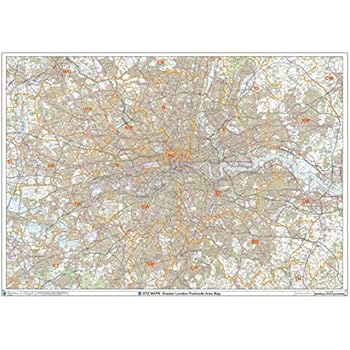 Greater London Authority Boroughs with Postcode Districts Wall Map - 47 ...