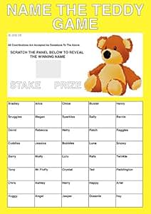 Name the teddy Fundraising scratch cards x10 Bear school fete fair card ...