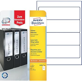 Avery Zweckform L6061-10 Ordnerrücken Etiketten (A4, 40 Rückenschilder ...
