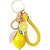 NISCAYA Cute Lemon Keychain Little Lemon Crystal Rhinestone Key Chain ...