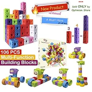TechMagnet 6 Sided Building Bricks | Multilink Snap Cube Building ...