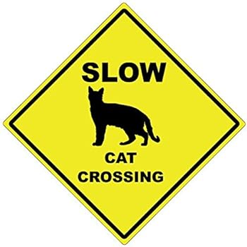 Drive Slow Cats At Play Crossing Sign Outdoor Yellow Diamond Metal ...