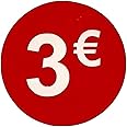 Etiquetas de Precio 3€ Euro Pack de 1000 Pegatinas Redondas Rojas ...