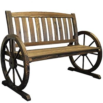 Garden Furniture Wooden Wagon Wheel Style Garden Bench: Amazon.co.uk ...