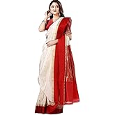 Buy NEW COLLECTION Red Border White Durga Puja Bengali Handloom Garad ...