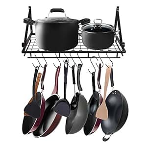 Kitchen Rack, Wall Mounted Pot and Spice Rack, Kitchen Rack and Pan ...