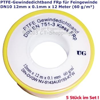 PTFE-Gewindedichtband Rolle (Teflonband) FRp für Feingewinde DN10 nach ...