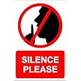Silence please - Self adhesive sticker (200mm x 150mm) : Amazon.co.uk ...