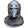 Medieval Hounskull Pigface Bascinet 18g Functional Re-Enactment Armor Helmet Knight with ...