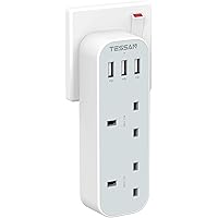 Plug Adapter, TESSAN Extension Plug with 3 USB Socket, 3 Way Plug ...