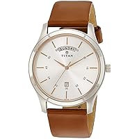 Titan Neo Analog White Dial Men's Watch-1802SL13 Genuine Leather, Brown ...