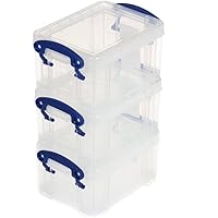 Really Useful Box Plastic Storage 0.3 Litre Organiser Pack (16 x 0.3L) Clear Frame with Assorted ...
