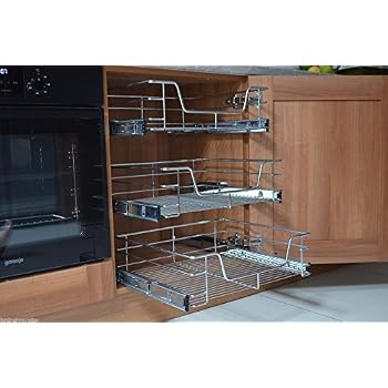 200mm Slide Pull Out Wire Basket Kitchen Larder Base Unit Cabinet ...