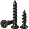 MOOPW Fladhovedet træskruer - 304 rustfrit stål sort galvaniseret kryds ...