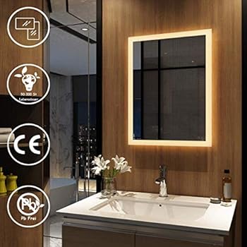 Badezimmerspiegel mit Beleuchtung LED Spiegel - 65x50 cm - Badspiegel ...