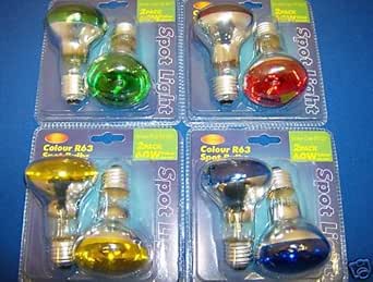 8x Coloured Spot Light Bulbs. R63. Blue/Red/Yellow/Green : Amazon.co.uk ...