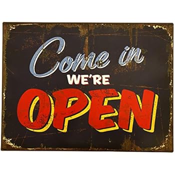 Blechschild Nostalgie Motiv OFFEN Öffnungszeiten Metall Wand Schild ...