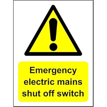 EMERGENCY ELECTRIC MAINS SHUT OFF SWITCH sign - Self adhesive sticker ...