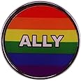 Rainbow Ally Enamel Brooch LGBT Pride Pin Round Rainbow Cartoon Metal ...