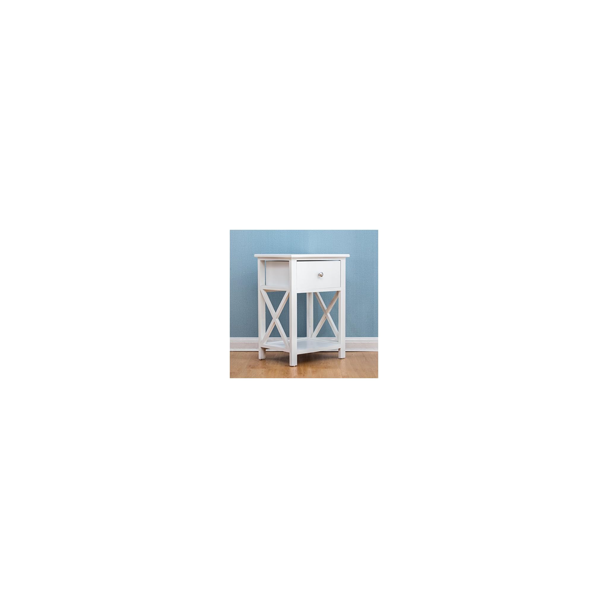 Cherry Tree Furniture Wood White Bedside Table With Drawer