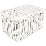 Korb mit Deckel Rattan geflochten Farbe Vintage Weiss, Regalkorb ...