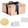 Rose Gold Gift Box with Lids 20x20x10cm Small Gift Box with Ribbon ...
