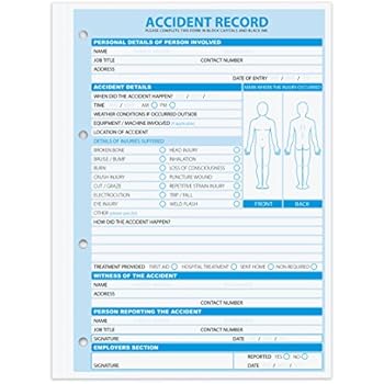 Nursery/Childcare/Early Years Accident Report Book, 2 Part, (Duplicate ...