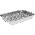 New Stainless Steel Roasting Tray with Grill Rack - Sturdy Handles - Baking Tray with Removable ...