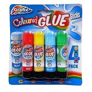Coloured Childrens Glue Sticks - Pack of 4 Colours - by Grafix: Amazon ...