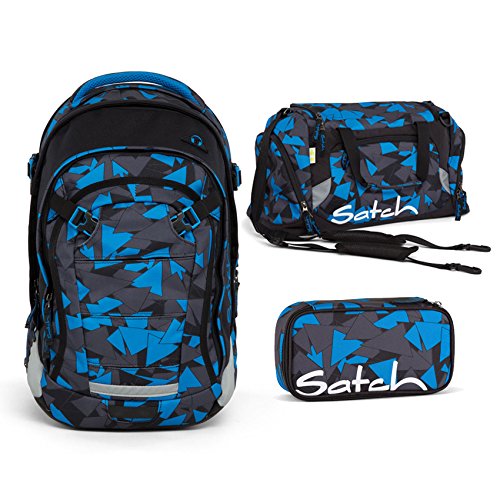 Satch MATCH by Ergobag Blue Triangle 3-tlg. Set Schulrucksack ...