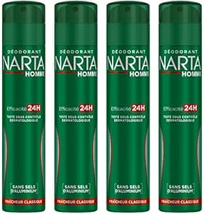 NARTA Homme Déodorant Fraîcheur Classique Spray 200 ml - Lot de 4 ...