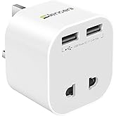 Shaver Plug Adaptor UK with Double USB, TESSAN Toothbrush Shaver ...