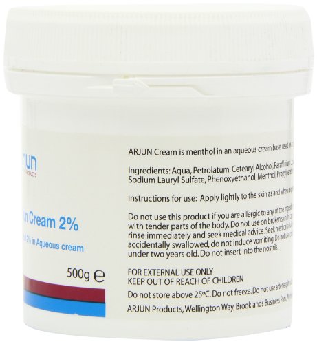 Arjun 2% Menthol Aqueous Cream 500g