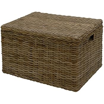 Rattankorb mit Deckel, Flechtkorb auf stabilem Eisenrahmen mit Deckel ...