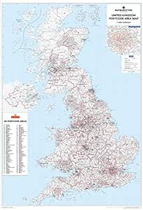 UK Postcode Wall Map - Laminated Large Wall Map - 120cm X 83cm ...