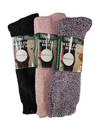 Sockstack® 3 Pairs Of Women's Wellington Boot Socks, The Original Wellington Sock, Size 4-8 ...