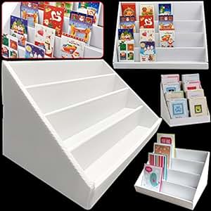 WIZ -2pcs 4 Tier White Collapsible Cardboard Greeting Card Display ...