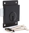 XFORT® Traditional 4” x 3” Rim Press Lock, Surface Mounted Black Rim ...