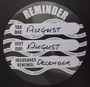 Road Tax, MOT and Insurance Due reminder windscreen sticker disc x2 ...