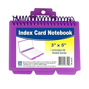 C-Line Spiral Bound Index Card Notebook with Tabs, Includes 60 Ruled 3 ...