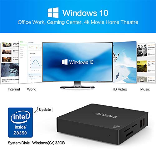 ADLOKO Z83PRO Mini PC, (Fanless Windows 10 Mini Desktop PC, Intel Atom x5-Z8350 Quad-Core, 4GB ...