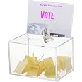 Acrylic Donation Box, Lockable Transparent Voting Box with Sign - Size ...